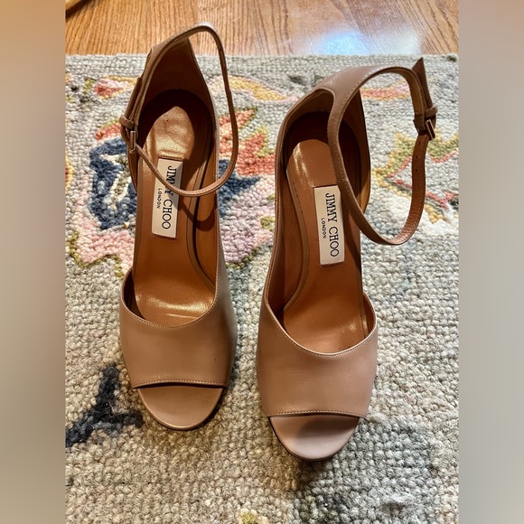 Jimmy Choo | Shoes | Jimmy Cho Tan Leather Heels 39 | Poshmark